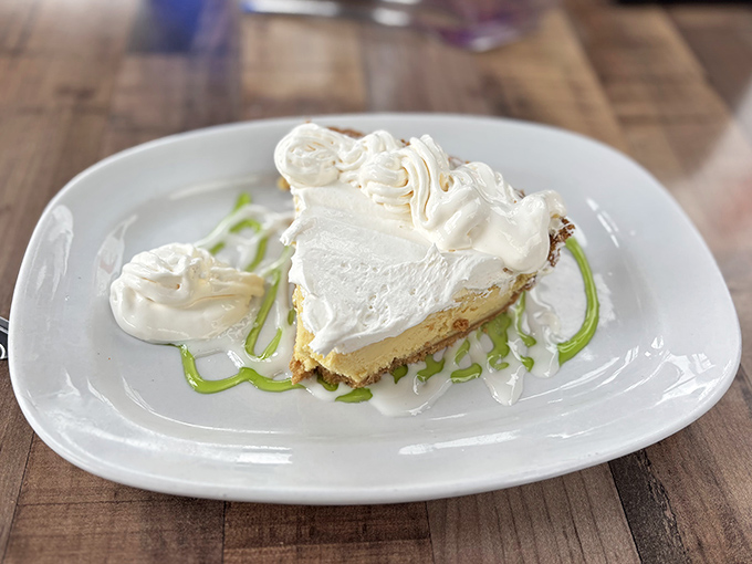 Key lime pie that strikes the perfect balance between sweet and tart, topped with clouds of whipped cream. Florida on a plate.