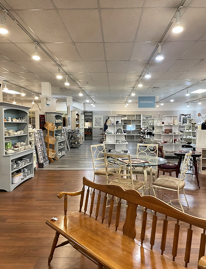 The kitchenware section stretches into the horizon, a wonderland of dining possibilities where your grandmother's favorite serving dish might be waiting.