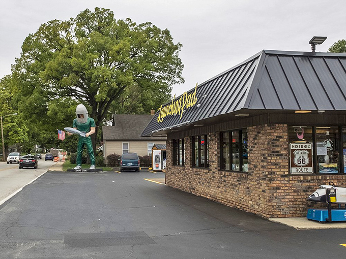 The Launching Pad restaurant sits in the shadow of greatness, offering earthbound sustenance to space-age dreamers.