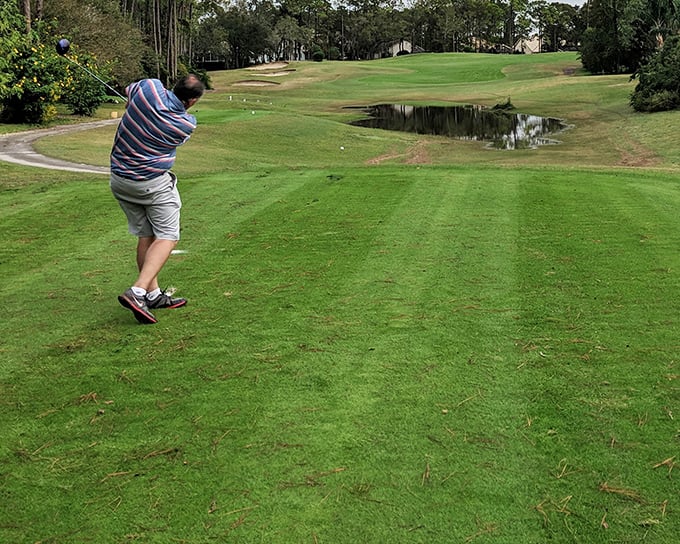 Golf in Hudson: where your slice might land in someone's backyard, but they're too relaxed to mind. 