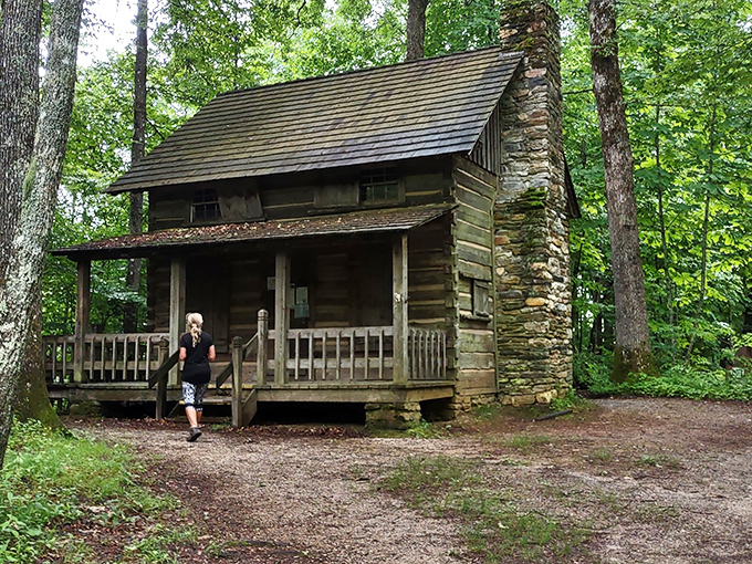 This rustic cabin could tell stories of countless hikers who've passed through, seeking the same views that have inspired generations.