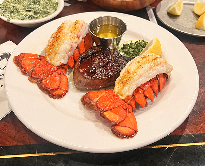 The surf and turf here isn't trying to impress Instagram&mdash;it's trying to impress your taste buds. Mission accomplished with these gloriously meaty lobster tails.