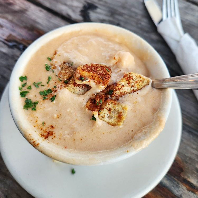This lobster bisque doesn't just warm your stomach—it hugs your soul. The kind of soup that makes foggy days feel like blessings.