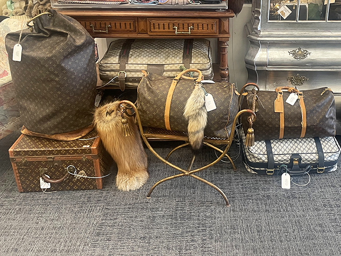 Louis Vuitton luggage that's seen more of the world than most people. Each piece carries stories of glamorous journeys from another era.