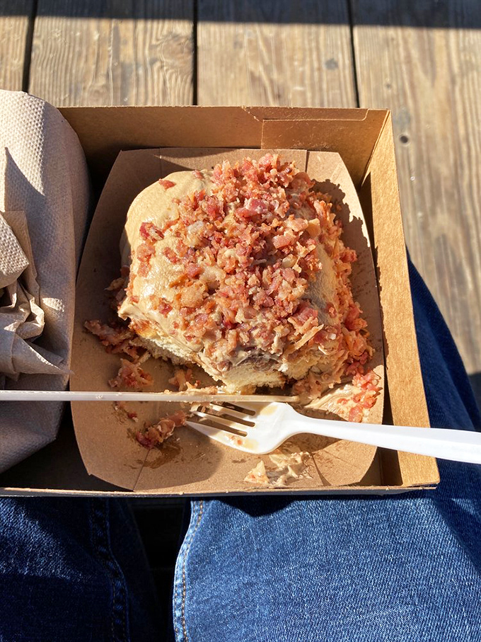 The maple bacon roll&mdash;where breakfast meets dessert and they decide to elope. Sweet maple glaze and savory bacon bits create a flavor marriage made in heaven.