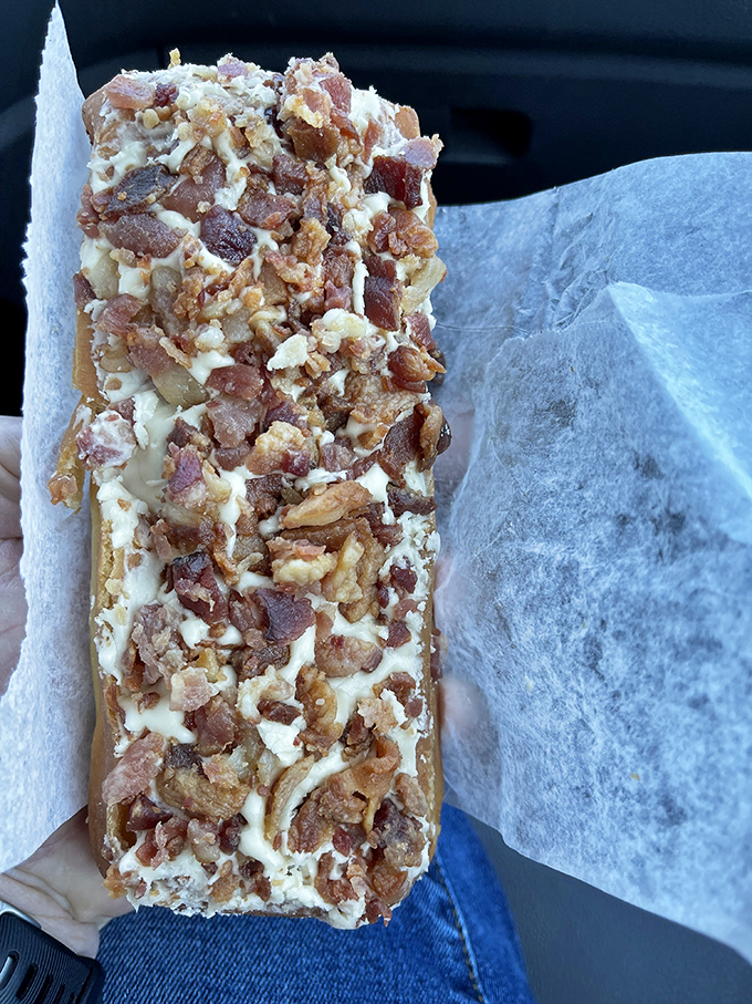 The maple bacon long john&mdash;where breakfast's greatest hits collaborate on a chart-topping pastry that makes you question why you'd eat anything else.