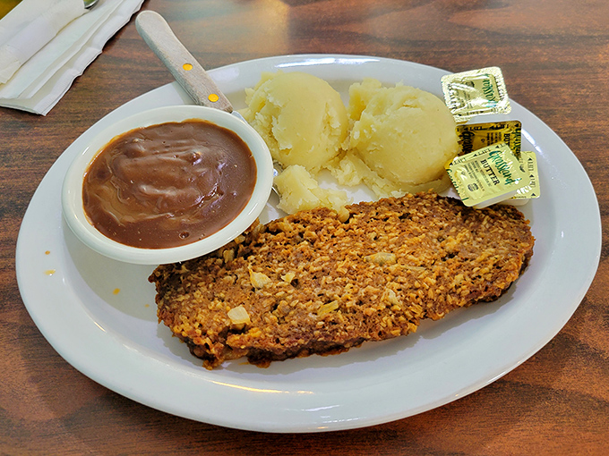 Meatloaf and mashed potatoes &ndash; the kind that makes you wonder if they've somehow managed to hire everyone's grandmother to work in the kitchen.