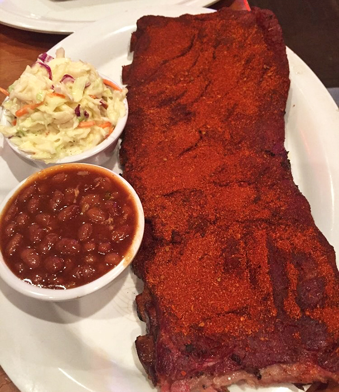 Dry-rubbed ribs with that signature red spice crust&mdash;Memphis-style barbecue doesn't need to shout with sauce when the meat speaks this eloquently.