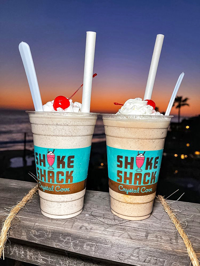 Milkshakes that demand multiple straws and deserve their own sunset—the perfect California moment captured in a cup.