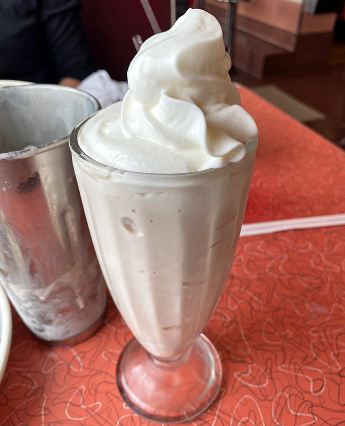 This milkshake towers like a delicious monument to everything right about classic American diners.