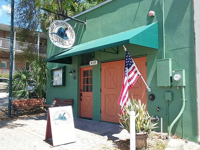 The Mount Dora History Museum stands proudly with its American flag, preserving stories that would otherwise be lost to time.