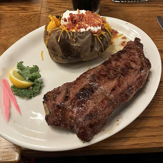 This New York Strip has the kind of char that makes carnivores weak in the knees. Paired with golden fries, it's comfort food elevated to an art form. 