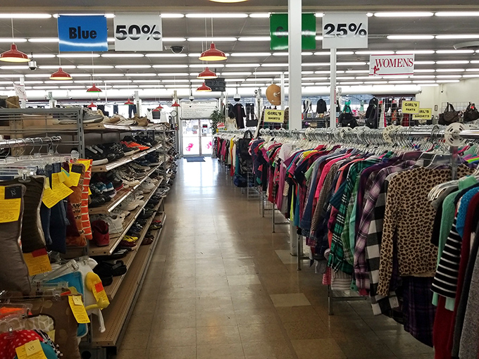 The color-coded sale system: retail's version of a treasure map. Blue tags at 50% off feel like winning a mini lottery every time.