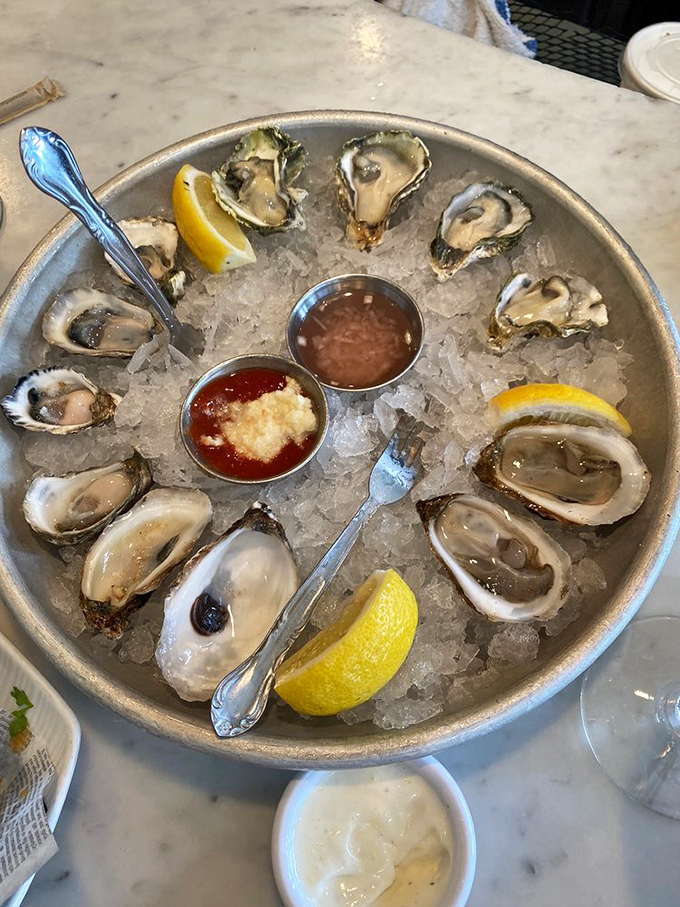 These oysters aren't just served, they're presented&mdash;like briny celebrities on a bed of ice, awaiting your adoring taste buds.