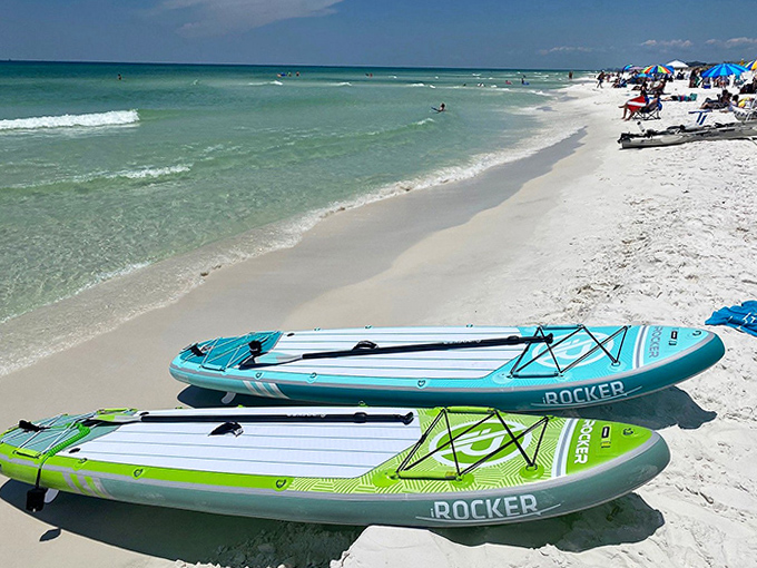 Beach math: Two paddleboards + crystal clear waters = the workout excuse you've been searching for your entire vacation life. 