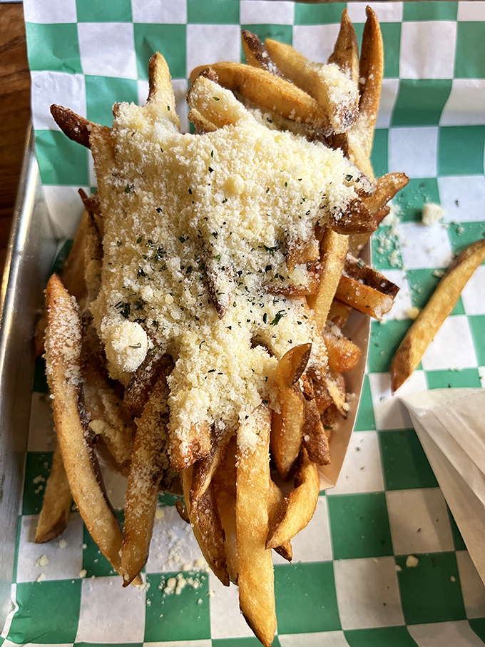 Parmesan fries that make you question why you ever settled for plain. Like potato sticks dressed for the opera, but without the pretension.