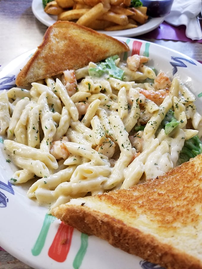 Pasta doesn't always need red sauce to shine. This creamy penne with shrimp proves that sometimes the best Italian food comes from the most American of diners.