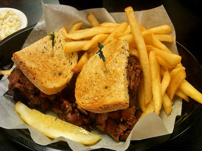 When your sandwich requires structural engineering to stay together, you know you're in the right place. Pastrami perfection with crispy fries.