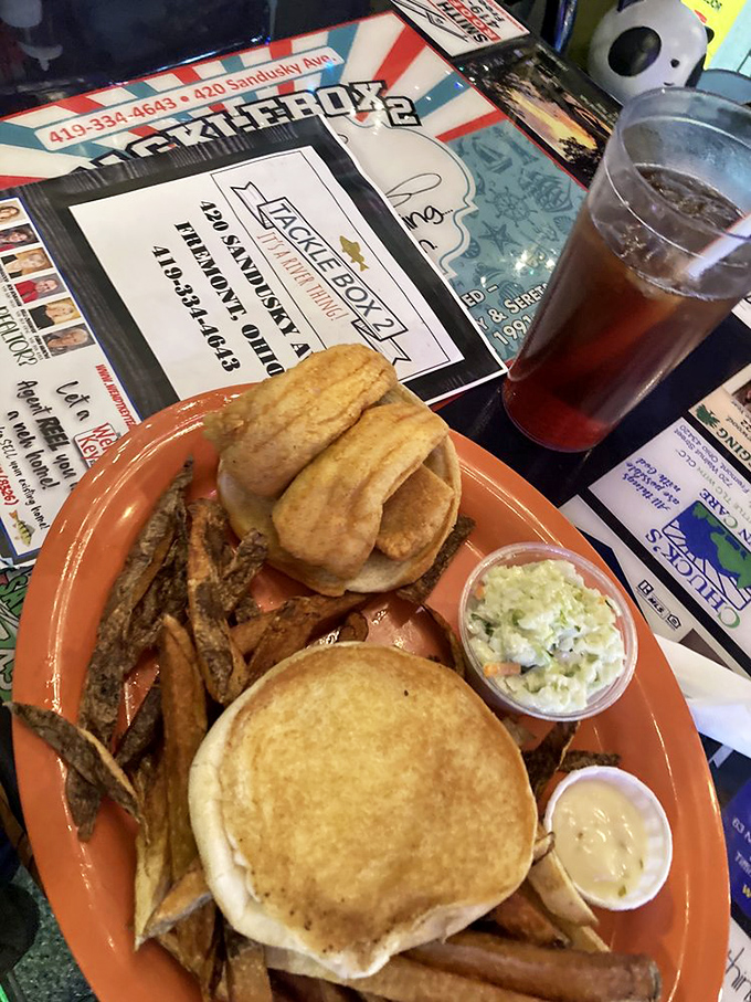 This perch sandwich doesn't just satisfy hunger—it tells a story of Great Lakes tradition between two perfectly ordinary buns.