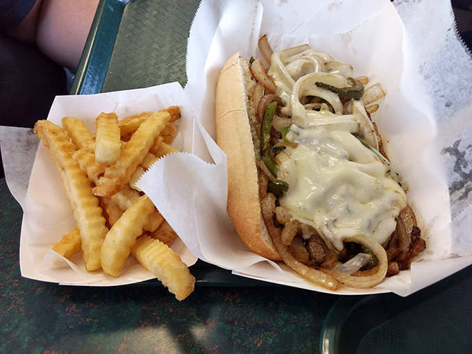 Behold the Philly cheesesteak in its natural habitat&mdash;tender meat, melted cheese, and grilled onions nestled in a perfect roll. Philadelphia might need to annex Columbia.