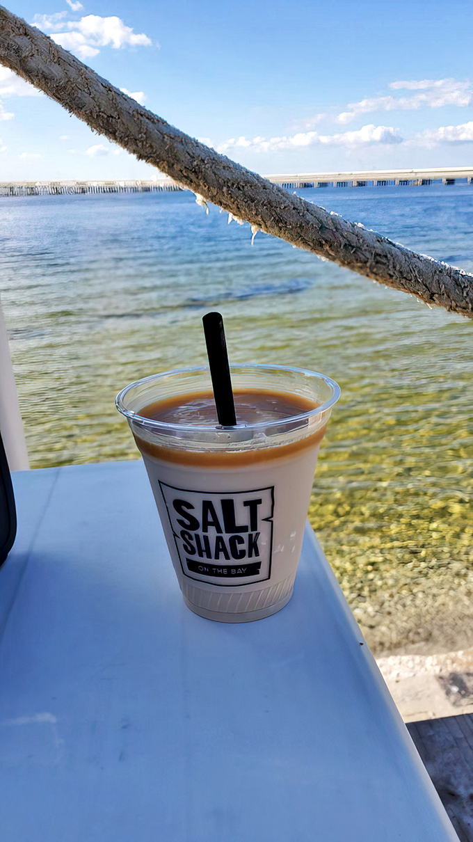Paradise found: a creamy cocktail with Tampa Bay's crystal waters as the backdrop. Some views deserve a toast.
