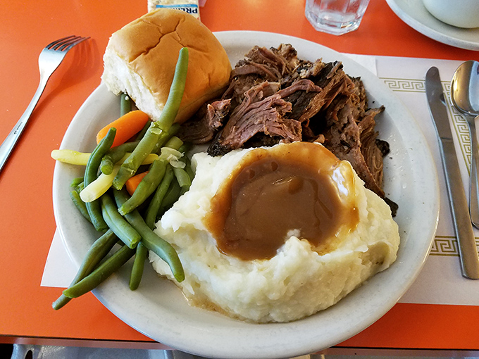 Who says diners only do breakfast? Fred's pot roast dinner with buttery mashed potatoes could make your grandmother secretly jealous of their recipe.
