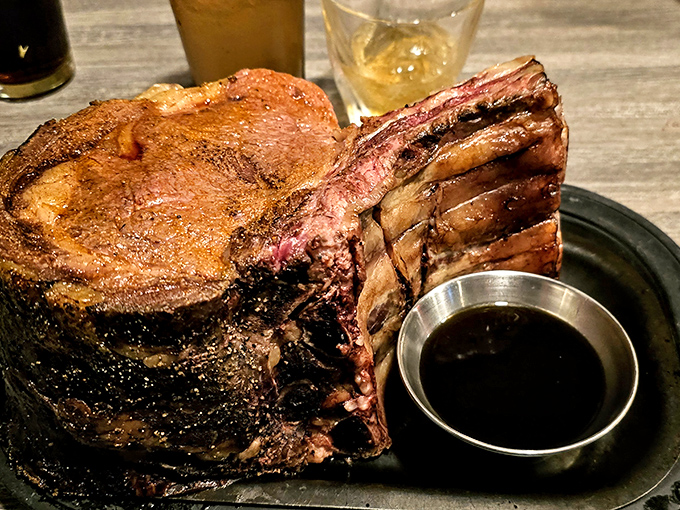 This isn't just prime rib&mdash;it's a monument to carnivorous excess. The kind of meat that makes vegetarians question their life choices from across the room.