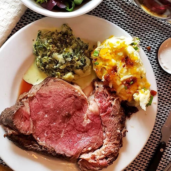 This prime rib isn't just cooked&mdash;it's been lovingly persuaded to perfection, flanked by sides that refuse to be mere supporting characters.