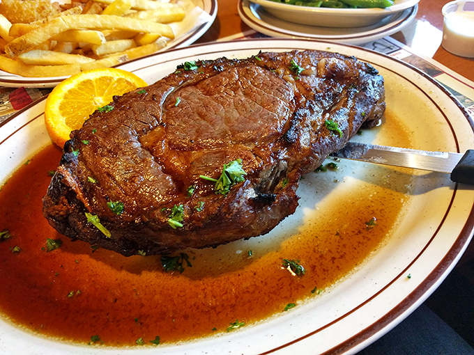 This isn't just a steak&mdash;it's a declaration of carnivorous intent, perfectly seared and ready to make your day significantly better.