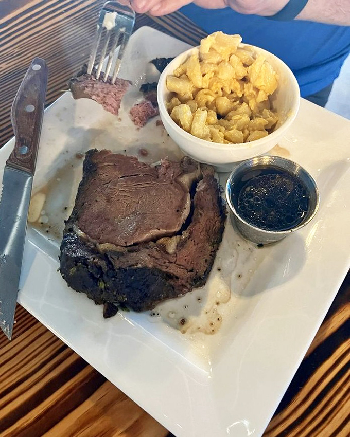 Prime rib that doesn't need a passport to travel straight to your heart. That sear speaks volumes about kitchen expertise. 