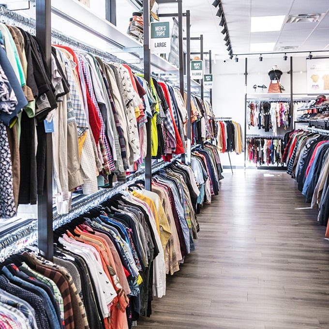 The men's section: where button-downs and casual wear live in perfect harmony. Like a well-organized closet you wish you had at home.