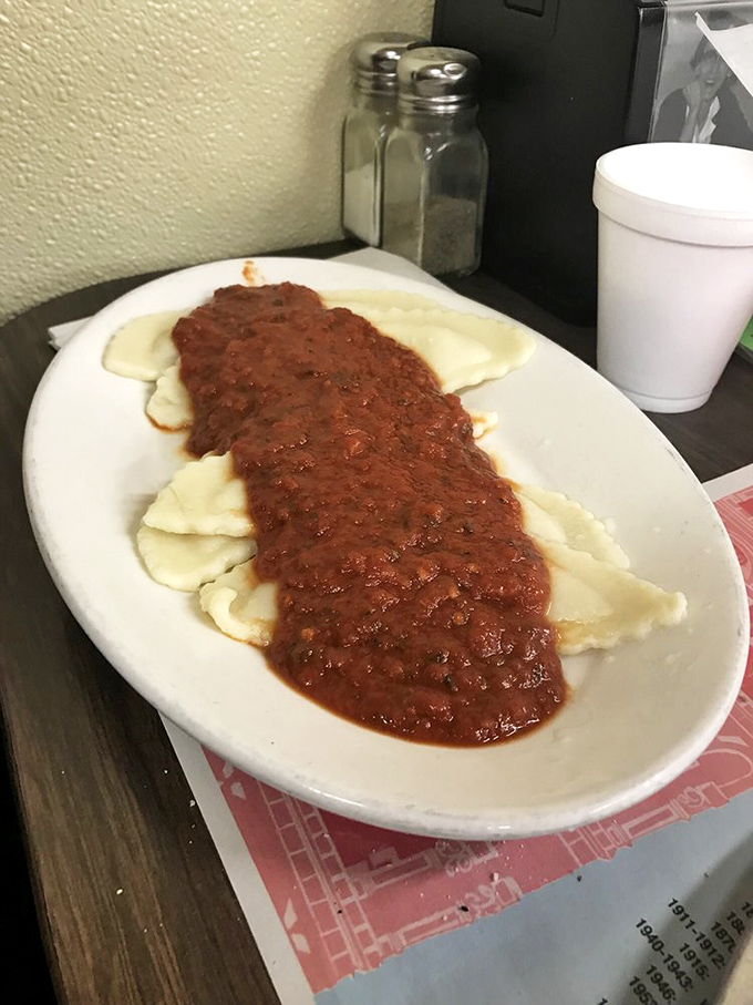 Ravioli swimming in a sea of homestyle meat sauce. These pillows of pasta aren't just comfort food&mdash;they're therapy on a plate.