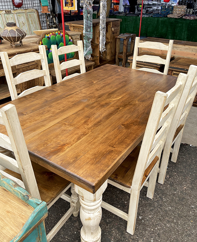 Rustic elegance that would make Joanna Gaines swoon. This dining set isn't just furniture&mdash;it's where future family memories are waiting to happen.