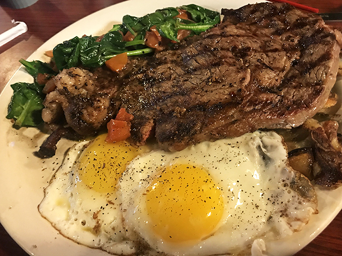 When a steak and eggs plate looks this good, you understand why cowboys were always in such a hurry to get back to the ranch for breakfast.