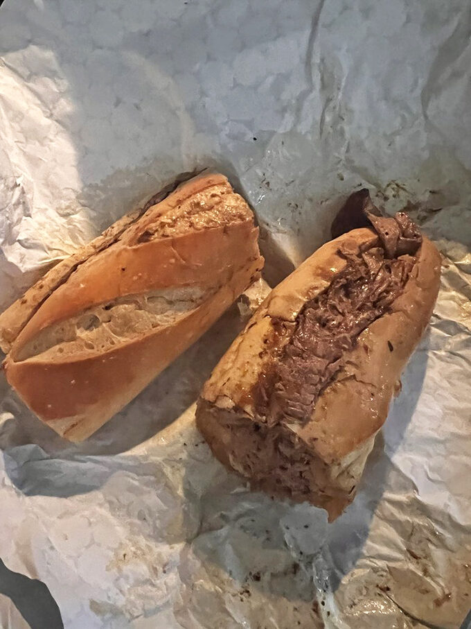Two sandwiches, infinite possibilities. The paper wrapper can barely contain what might be the most satisfying lunch in the First State.