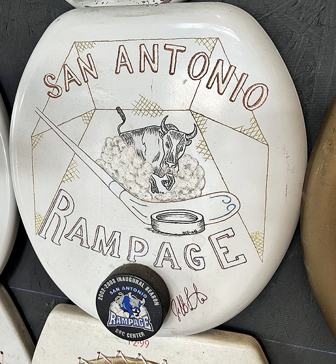 Texas pride on porcelain! This San Antonio Rampage hockey-themed seat proves sports fandom knows no boundaries&mdash;not even bathroom boundaries.