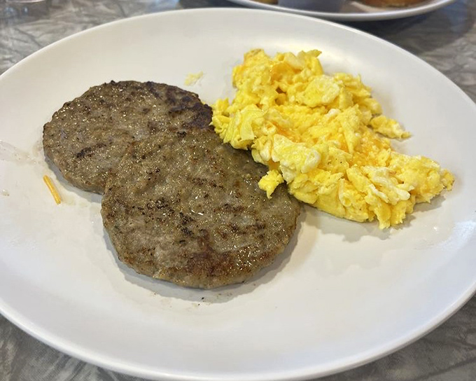 Breakfast fundamentals executed flawlessly. These sausage patties have the ideal sear that only comes from a well-seasoned griddle.