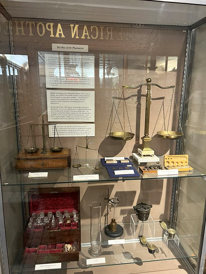 "Just a pinch of mercury and two drams of laudanum, please." Pharmacists' scales that measured the difference between cure and calamity.