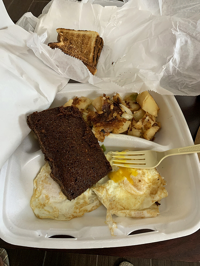Scrapple: Delaware's breakfast of champions. Paired with sunny eggs and crispy potatoes, it's a plate that screams "good morning" in the best way.
