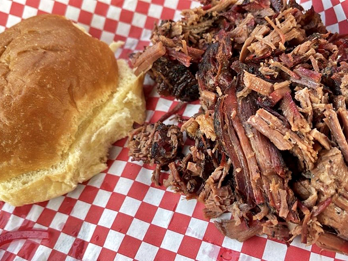 A bun, some brisket, and nowhere to be for the next hour. This is what barbecue philosophers call "living in the moment."