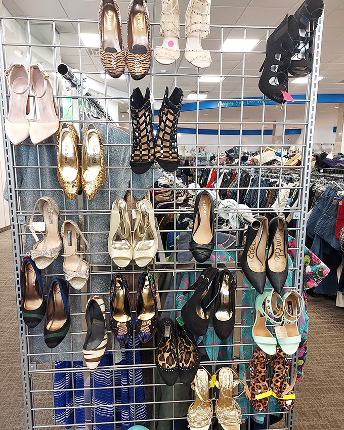 The shoe wall&mdash;where Cinderella would have multiple options for her happily-ever-after, from gold slippers to leopard flats and everything between.