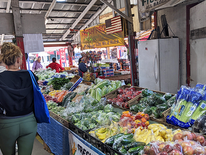 The farmers market section offers a rainbow of fresh produce that makes grocery store vegetables look like they're wearing makeup.