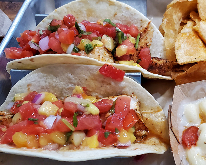 These shrimp tacos aren't just pretty faces &ndash; they're flavor bombs wrapped in tortillas, topped with a fiesta of fresh pico de gallo.