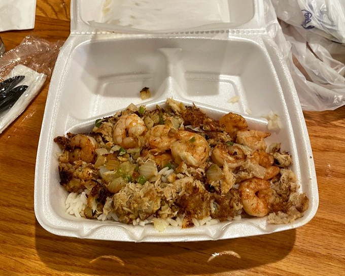 The famous crab rice with shrimp&mdash;where seafood and rice perform a delicious duet that could only happen in Charleston.