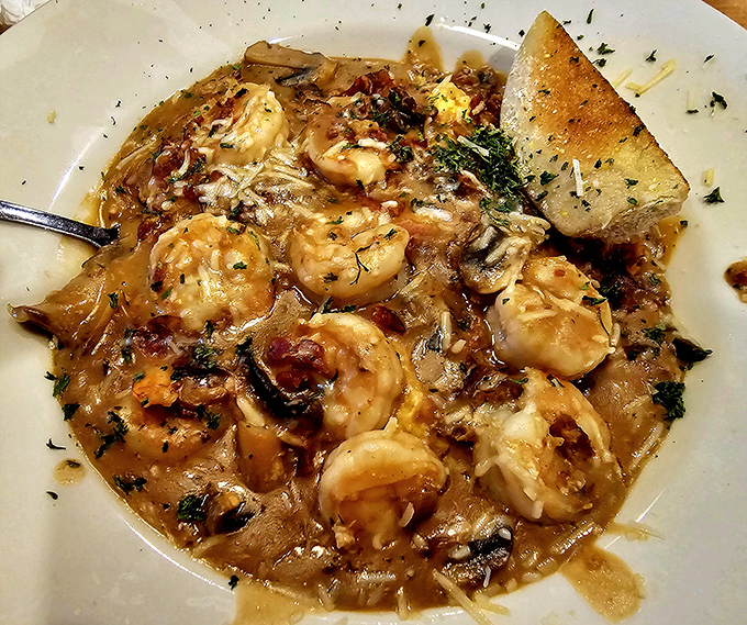 Shrimp and grits elevated to an art form &ndash; plump crustaceans swimming in a savory sauce that would make even a Lowcountry chef weep with joy.
