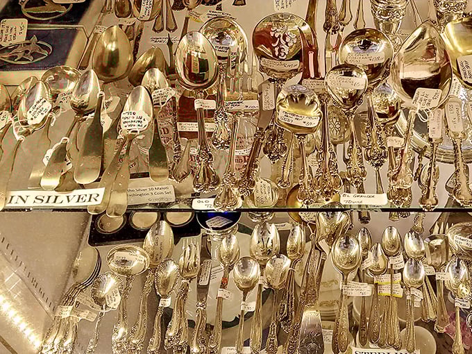 Silver spoons that may have served presidents or poets now wait patiently for their next dinner party. Elegance never goes out of style.