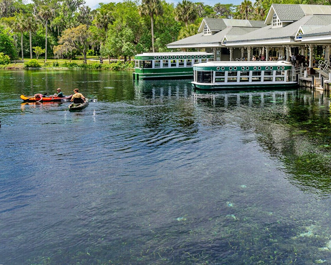 The legendary glass-bottom boats of Silver Springs await their next adventure, promising underwater views without the wet hair.