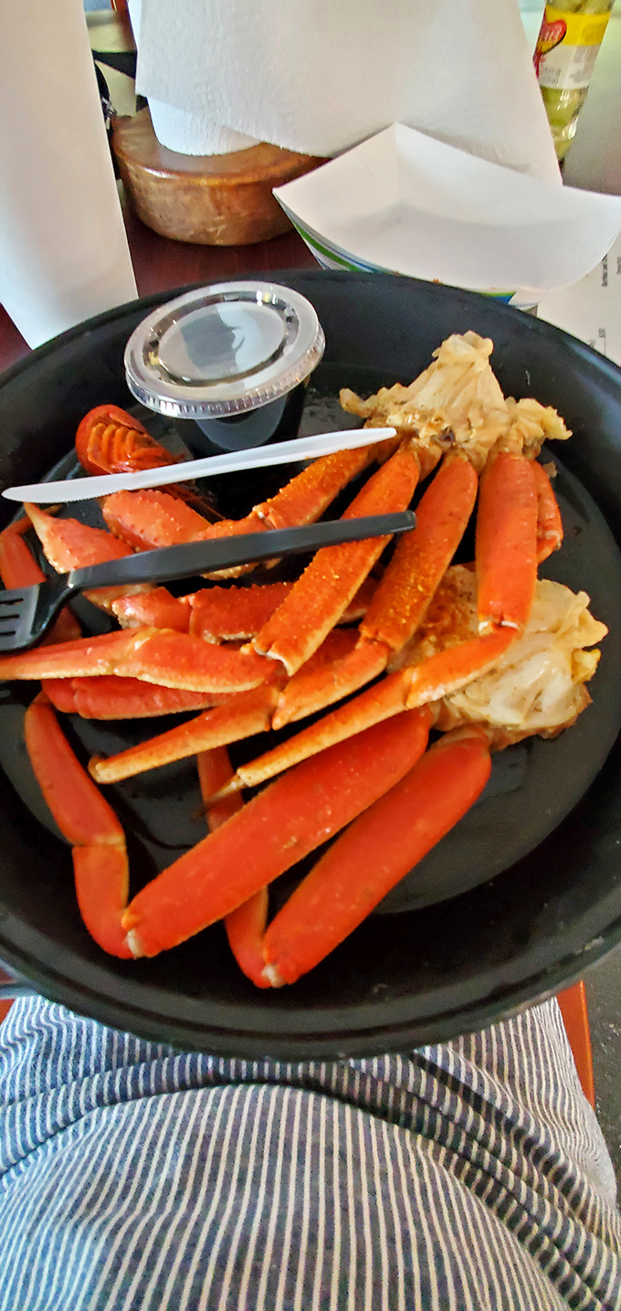 Snow crab legs so impressive they deserve their own zip code. That melted butter? Just nature's perfect dipping sauce waiting for its moment.