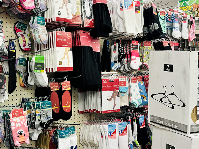 The sock selection rivals fancy department stores, offering everything from professional black to "life's too short for boring socks" patterns.