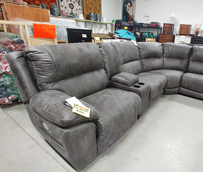 This isn't just a sectional&mdash;it's your future Sunday afternoon nap headquarters. Comfort meets value in this plush gray command center for relaxation.
